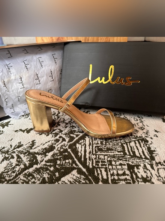 Lulus | Shoes | Lulus Gold Metallic Block Heel Sandals | Poshmark